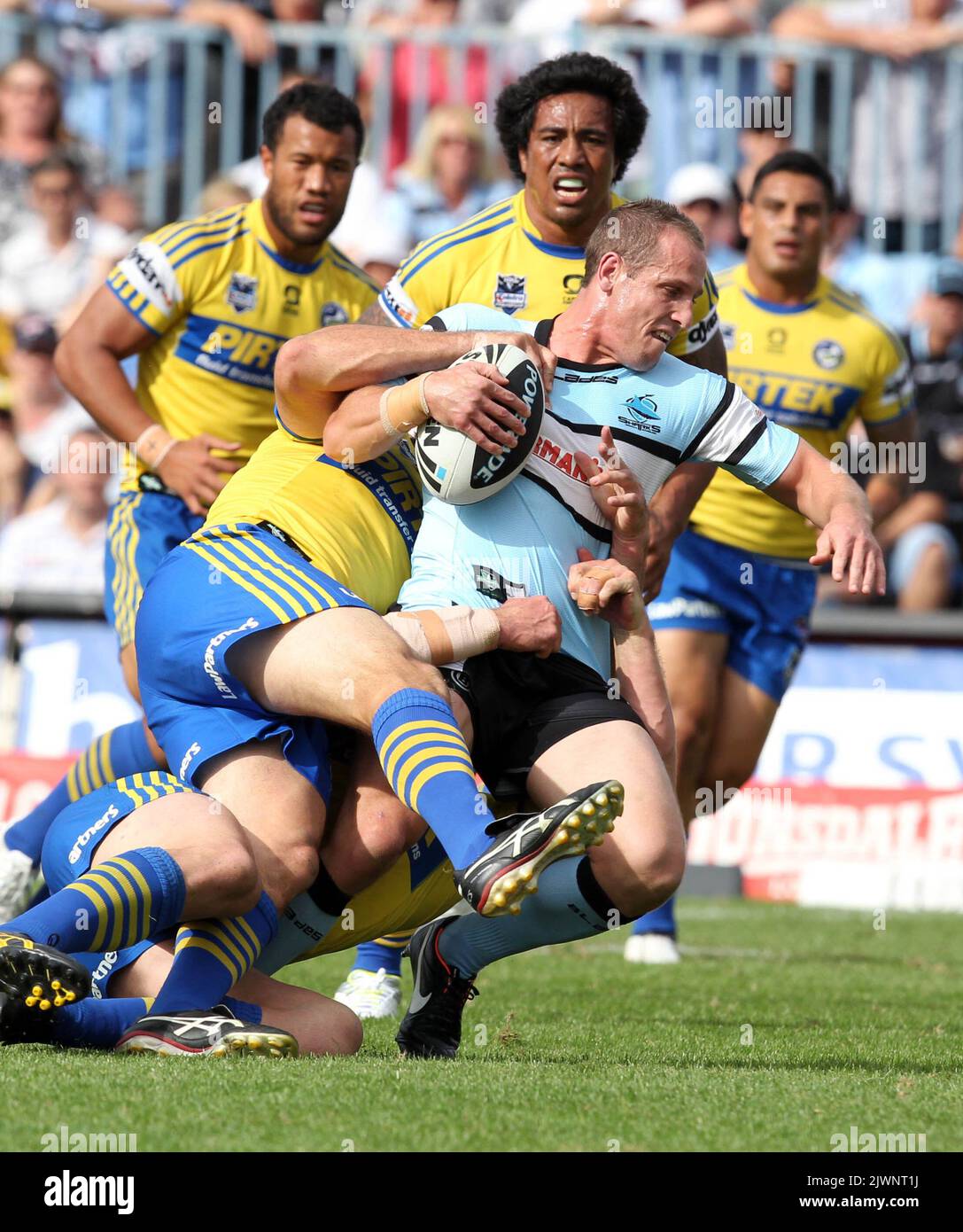 Jeff Robson attacks during the NRL Round 7 match between Cronulla Sharks and Parramatta Eels at ...