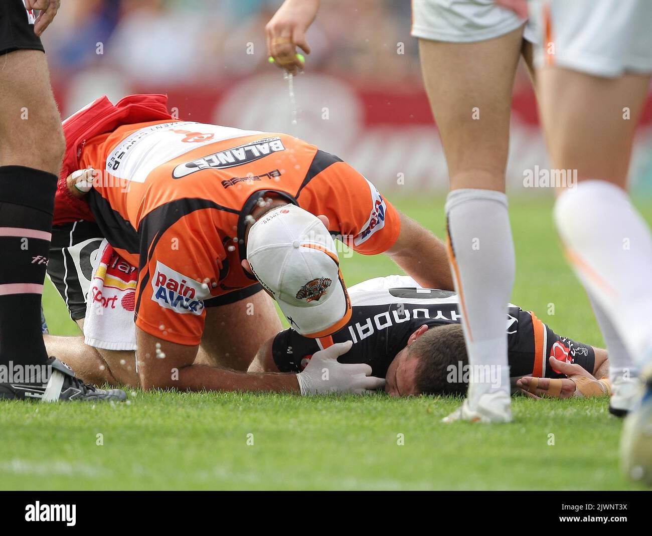Robbie Farah down injured during the NRL Rugby League match between ...