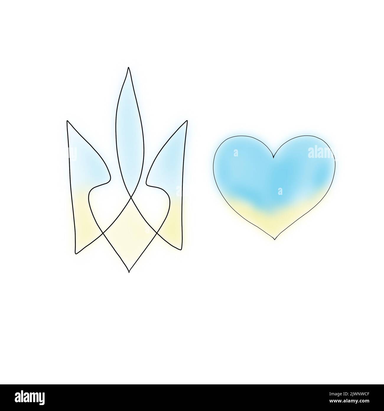 national Ukrainian trident on a yellow-blue background - the national ...