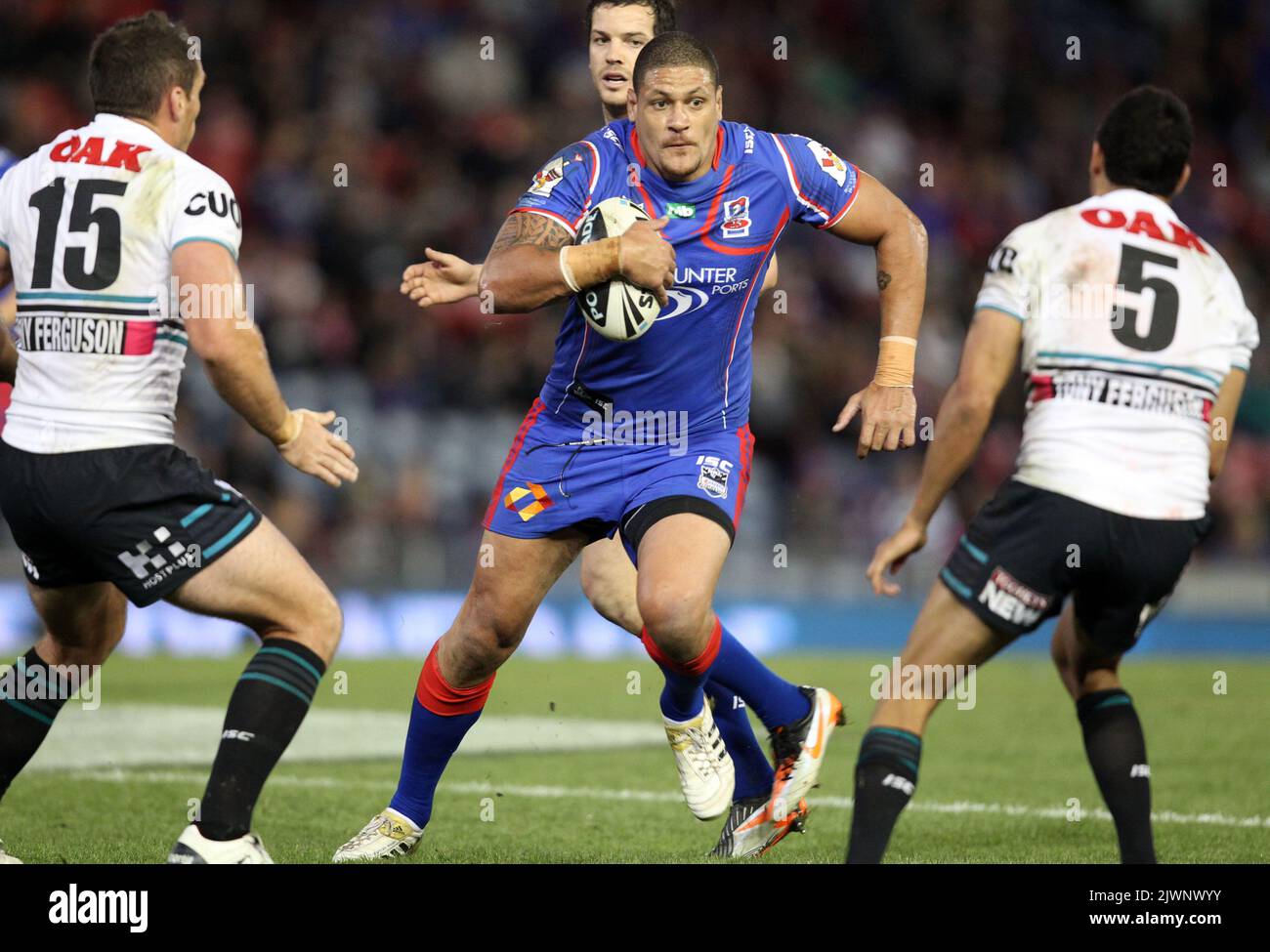 Willie Mason on the attack during the NRL Rugby League Round 8 match ...