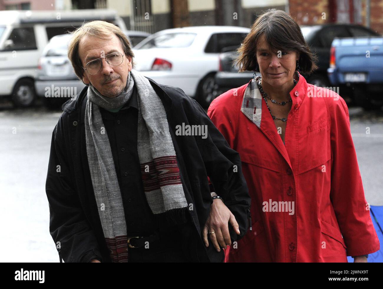 Men at Work bass player John Rees (left) arrives the the funeral of ...