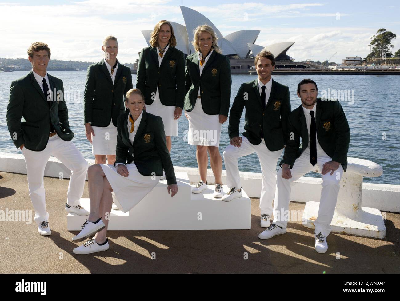 Australian athletes (L-R) Murray Stewart, Sarah Tait, Lauren Jackson ...