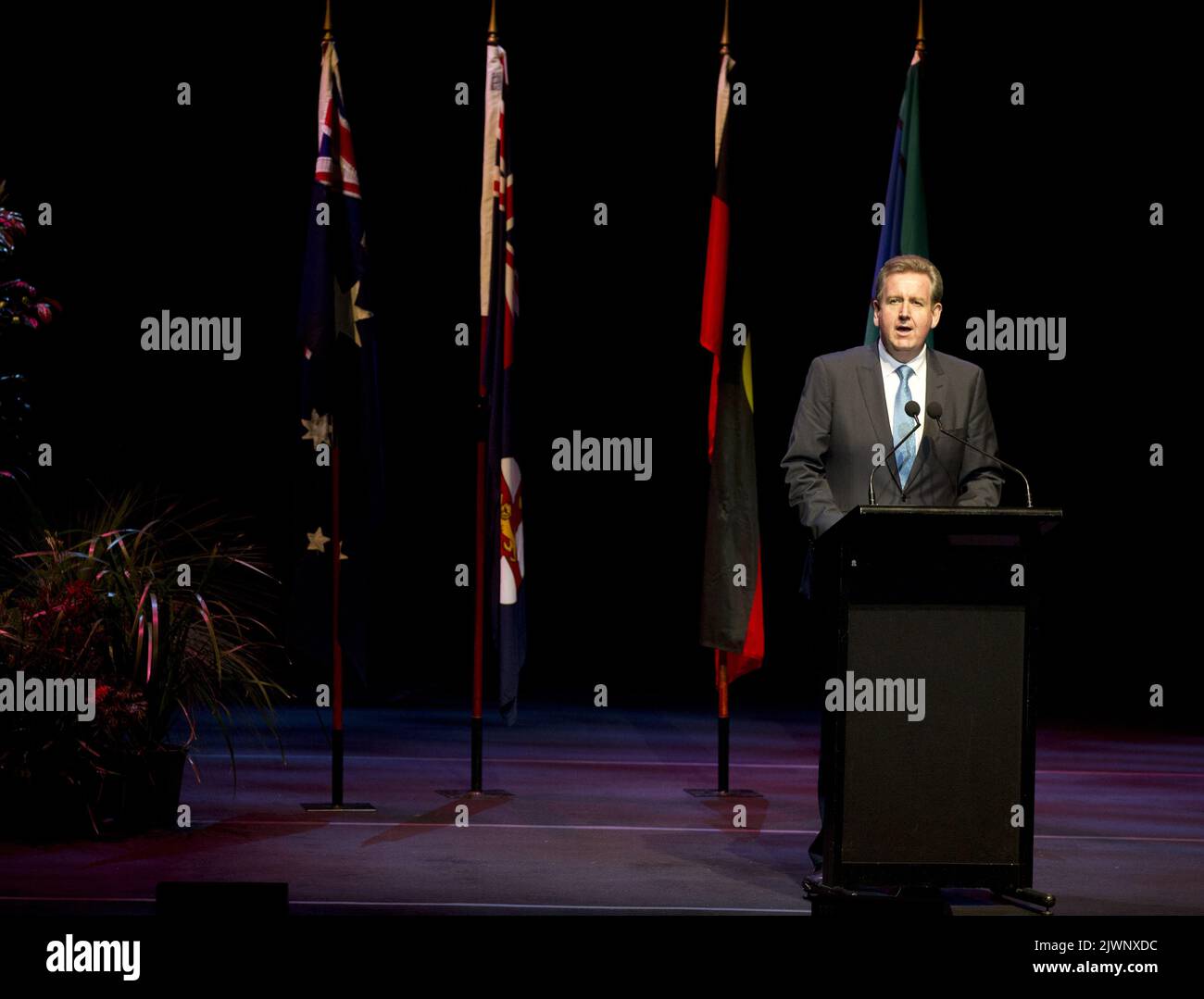 Premier Barry O'Farrell reads a Tribute to Jimmy Little. ** STRICTLY ...