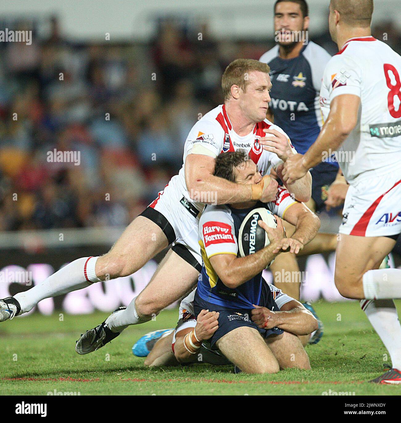 Dallas Johnson gets a facial from Ben Creagh during NRL Rugby League ...