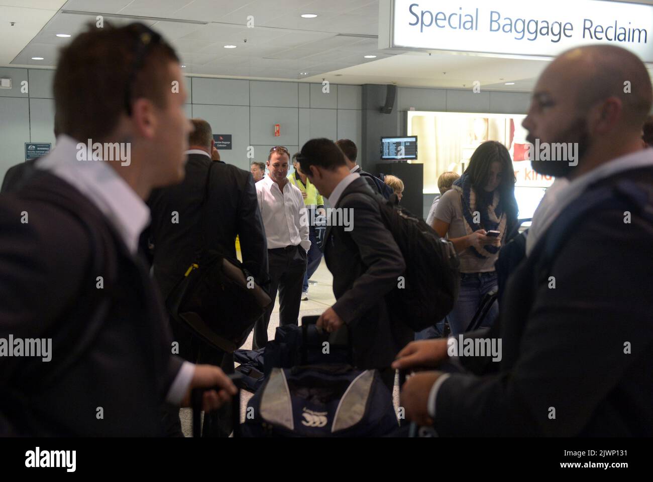 NSW Blues State of Origin coach Ricky Stuart (centre) arrives at Sydney ...