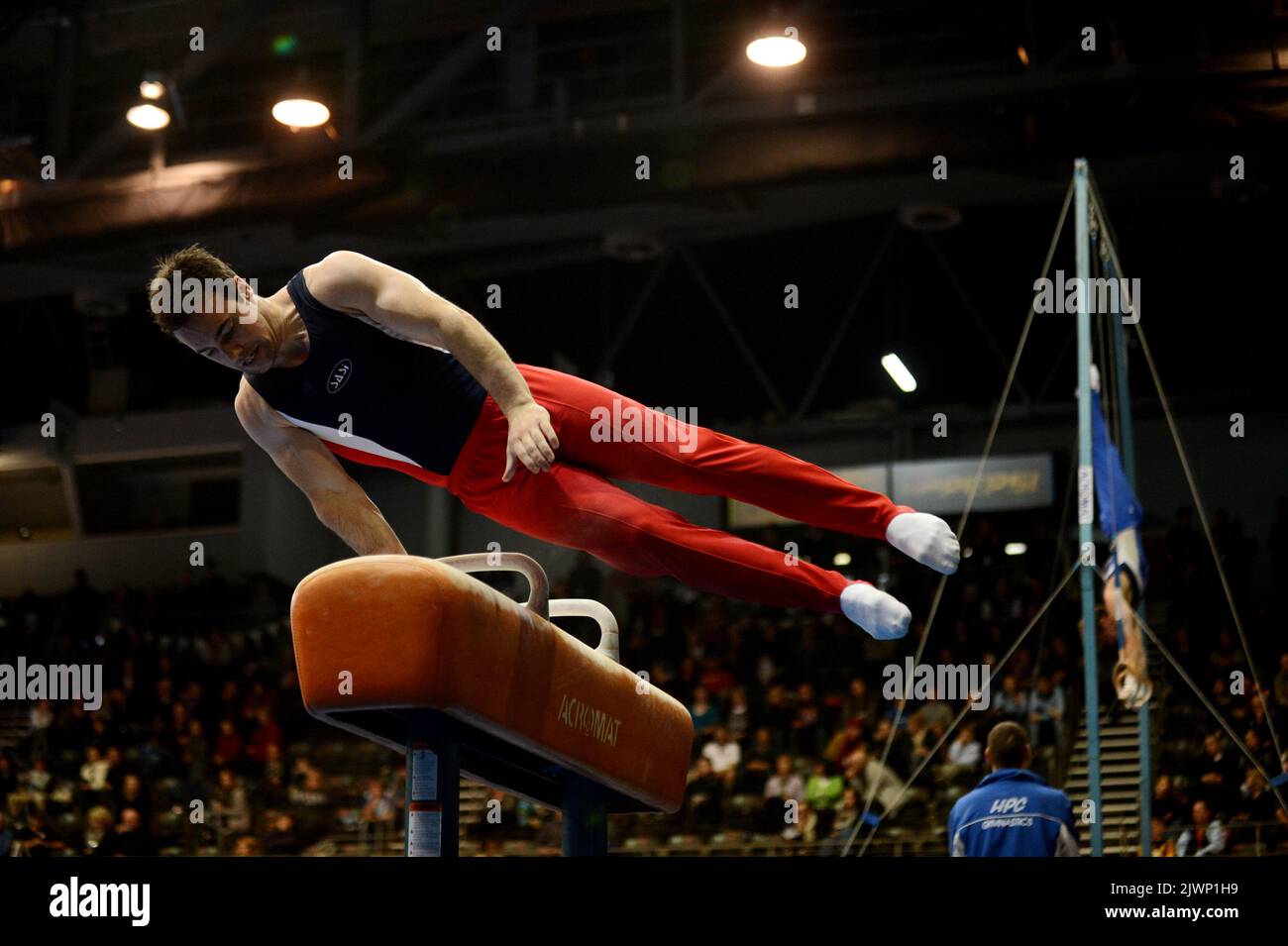 Australian gymnast Samuel Offord competes on the vault at the Men's ...