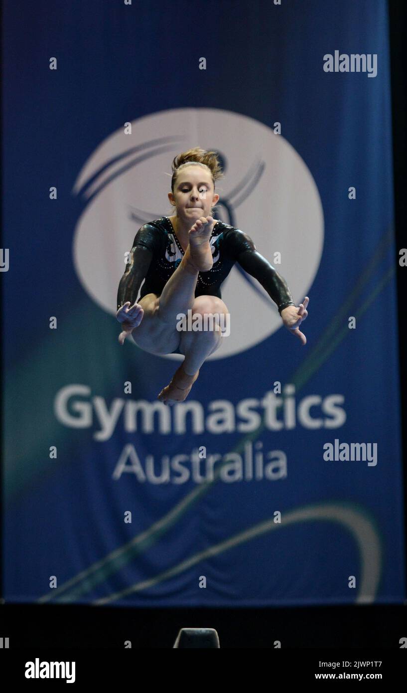 Australian gymnast Lauren Mitchell of WA competes on the beam in the ...