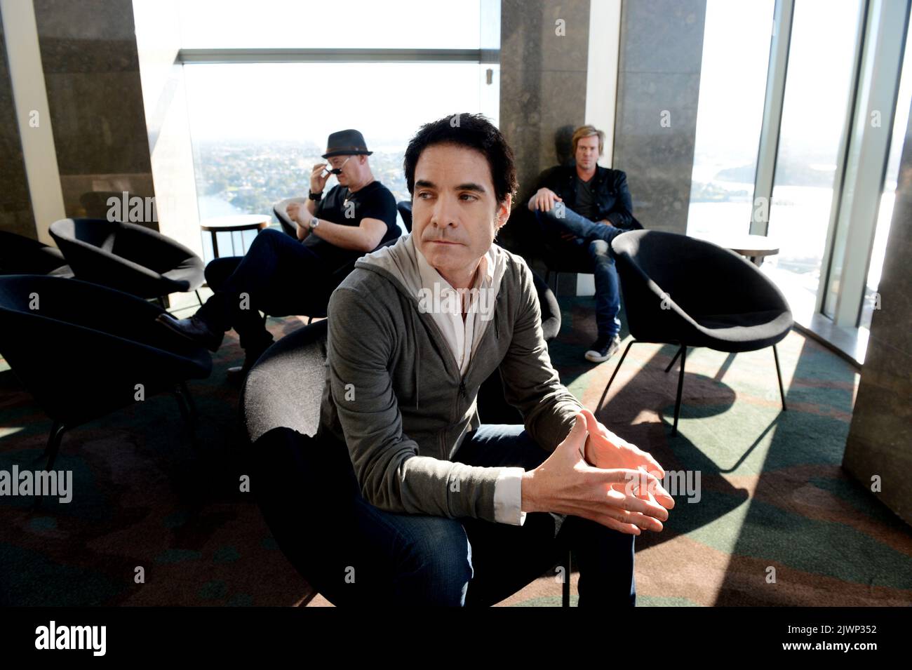 American band Train (left to right) Jimmy Stafford, Patrick Monahan and ...