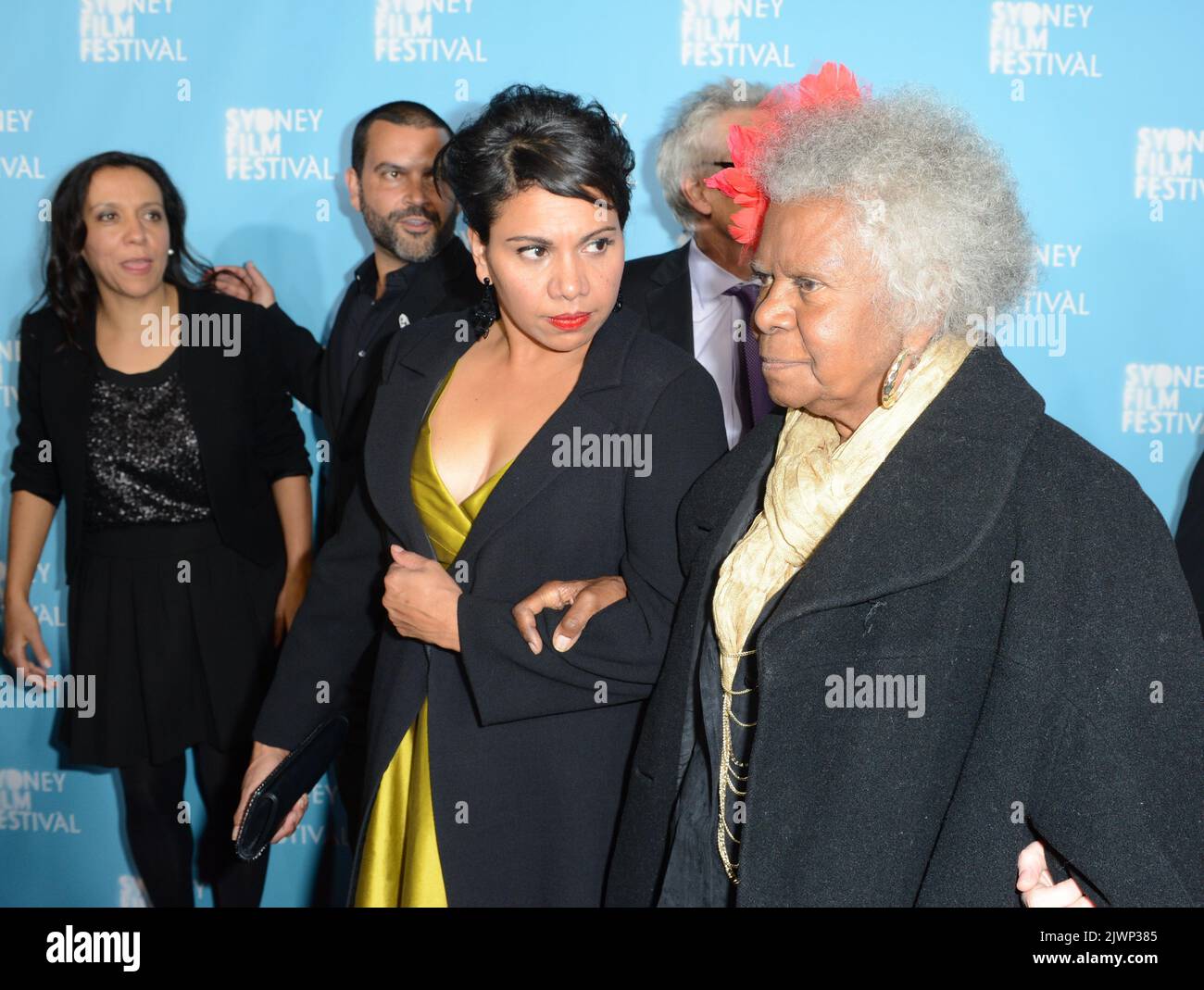 Australian actors Deborah Mailman (left) and Jimi Bani with Bonita Mabo ...