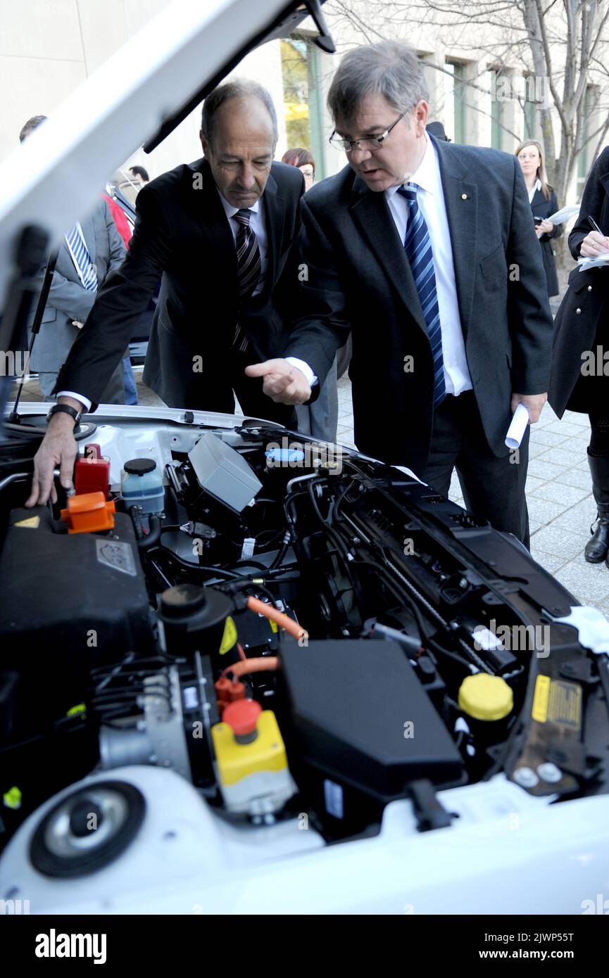 E.V. Engneering CEO Ian McCleave (left) and special minister of state ...
