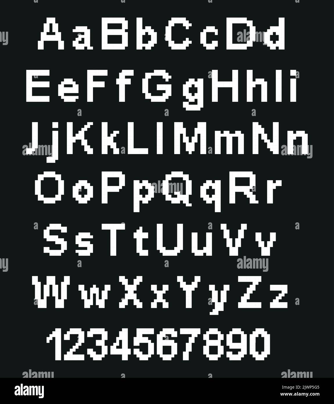 Pixel alphabet letters and punctuation marks. Modern stylish font or ...