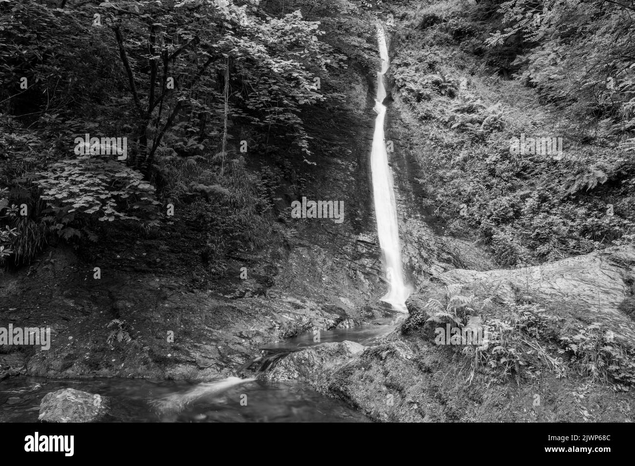 Long exposure of the White Lady waterfall on the river Lyd at Lyford ...