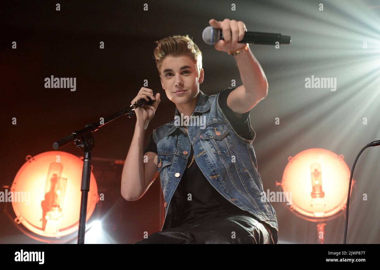 American pop singer Justin Bieber performs at his Justin Bieber ...