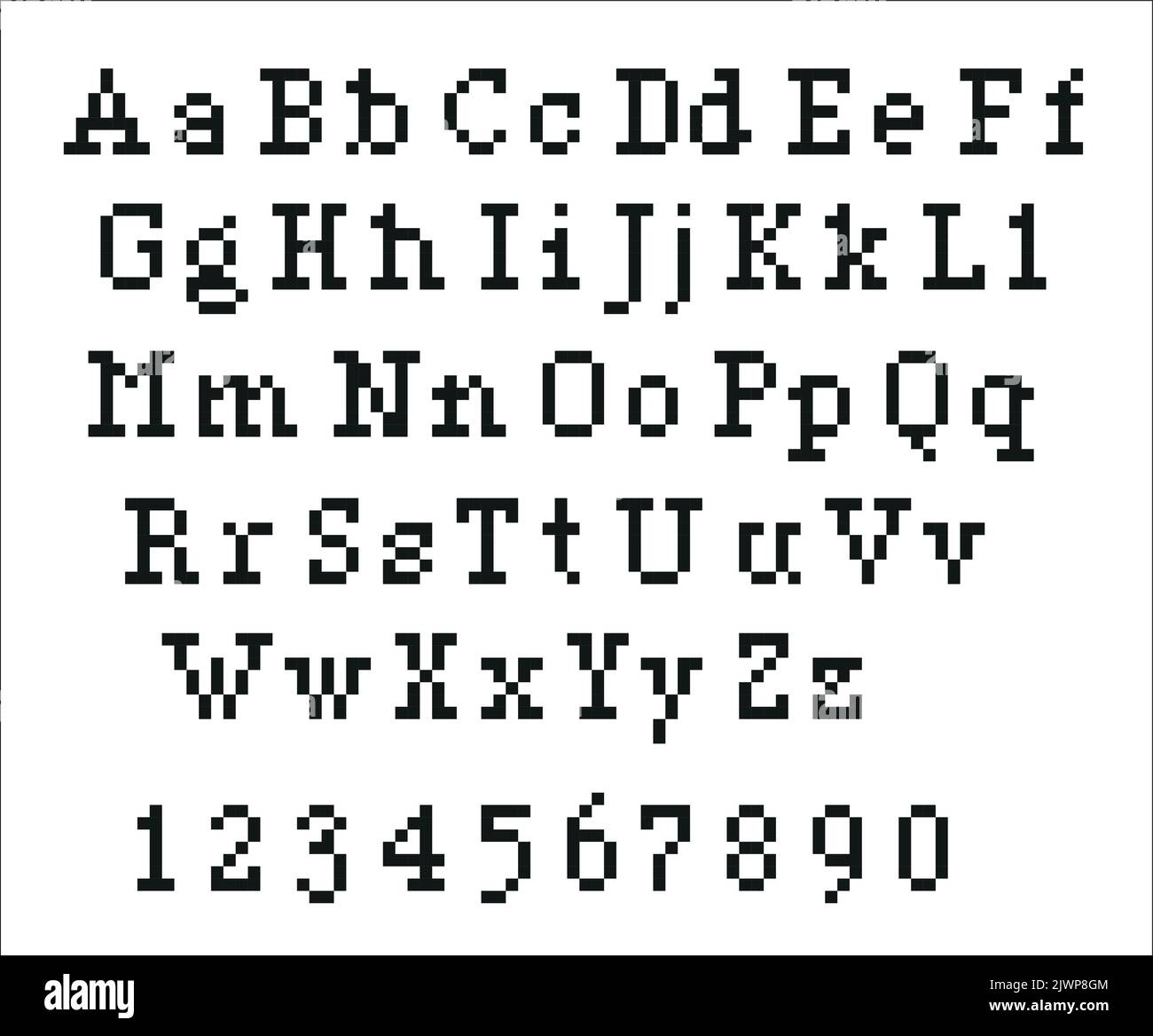 Pixel alphabet letters and punctuation marks. Modern stylish font or ...