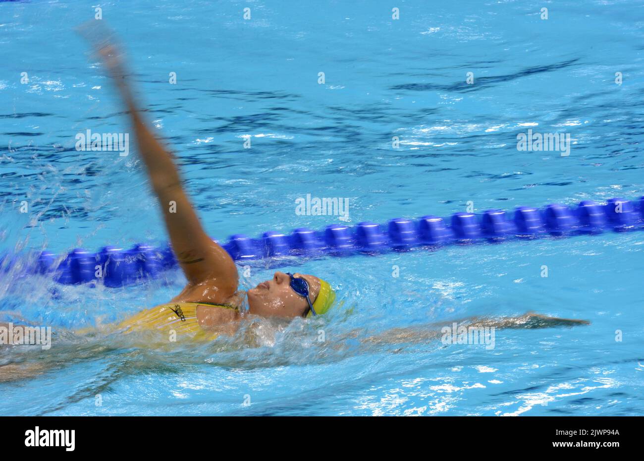 Australian swimmer Stephanie Rice in the pool during a training session ...