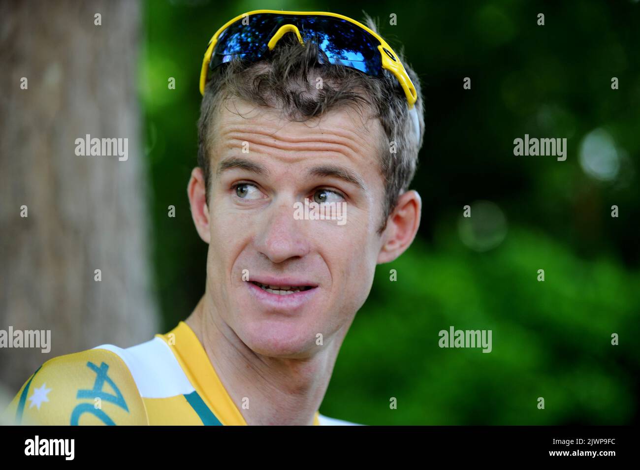 Australian cyclist Michael Rogers speaks during a press conferece at ...