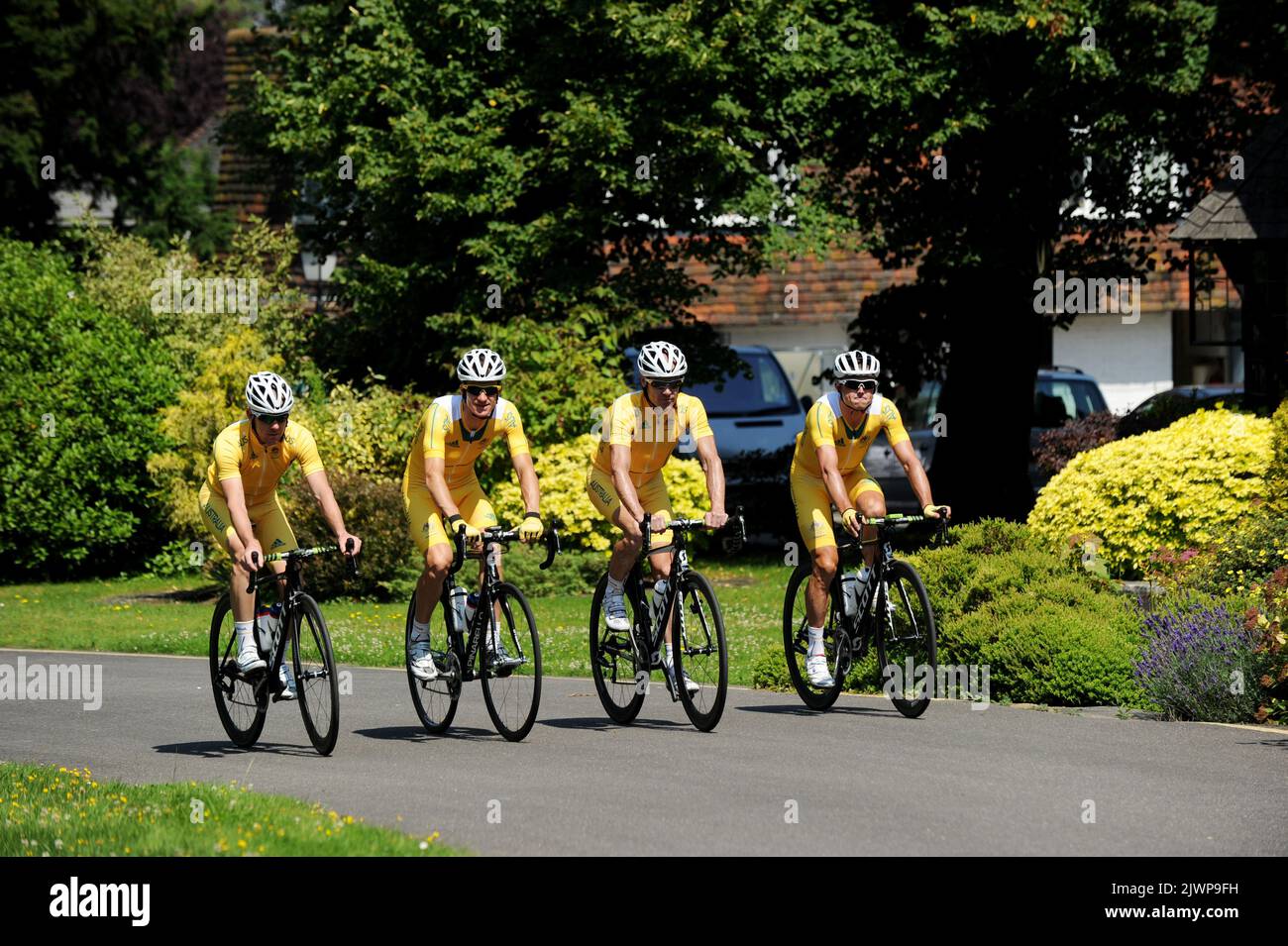 Australian cyclists (left to right) Michael Rogers, Stuart O'Grady ...