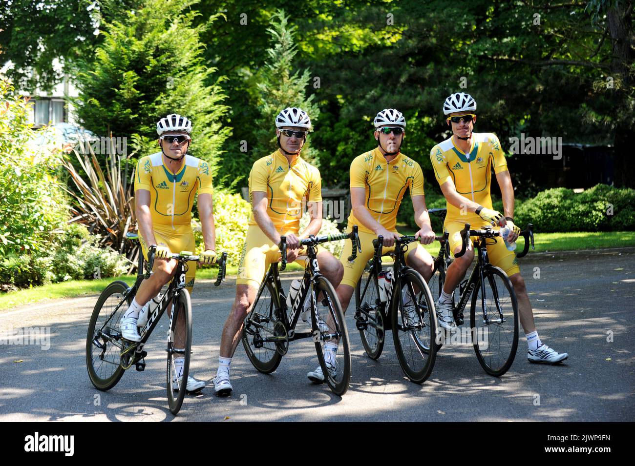 Australian cyclists (left to right) Michael Rogers, Stuart O'Grady ...
