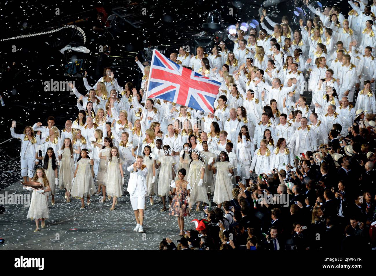 Great Britain athletes are welcomed into the stadium during the opening ...