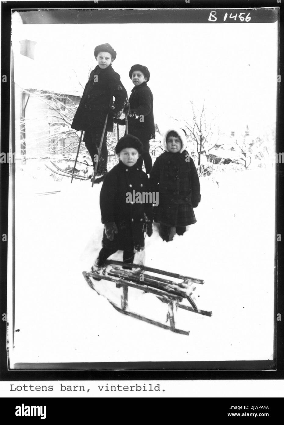 Winter image, Lotten's children: Oskar, Sigvard, Ture and Sigrid ...