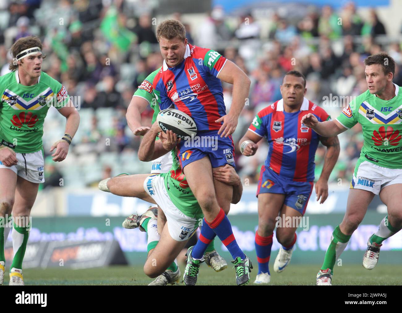 Robbie Rachow on the charge during the NRL Rugby League, Round 21 ...