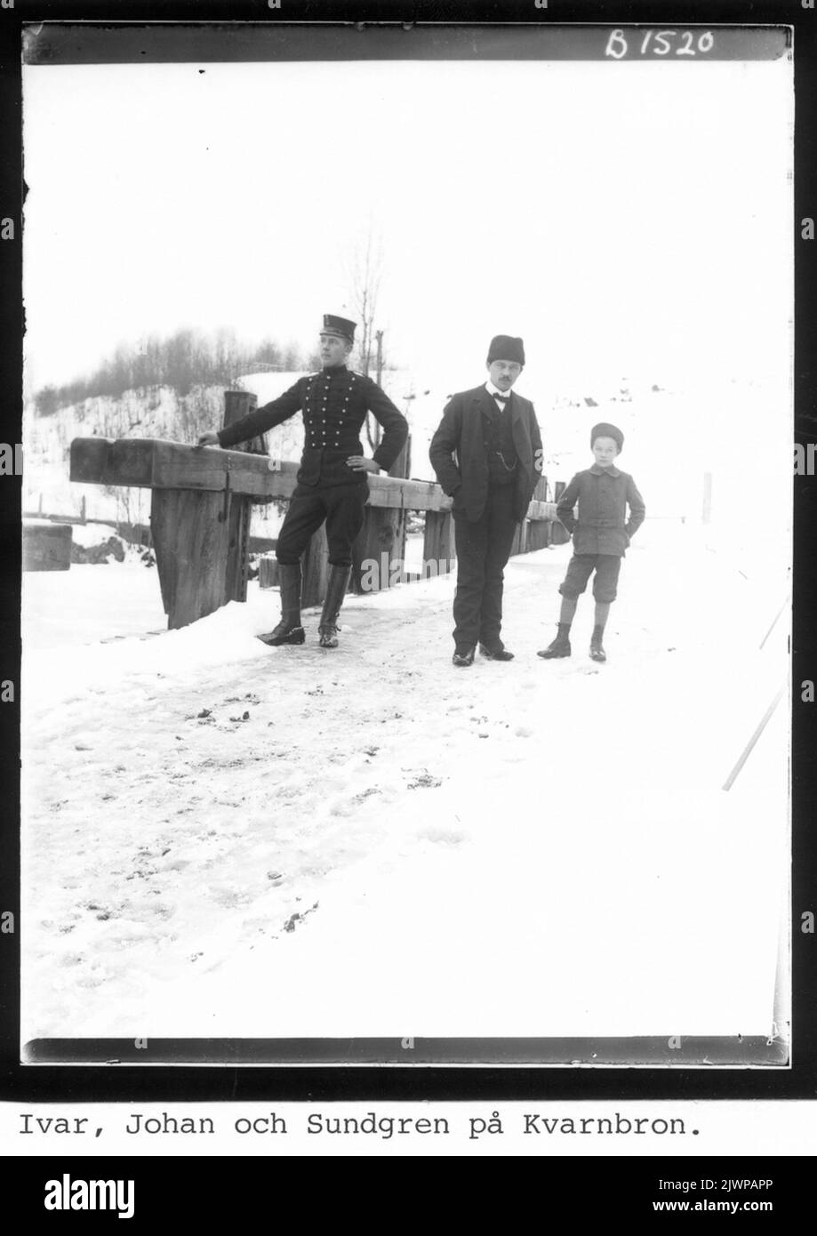 From left Johan Larsson, Ivar Eriksson and Sundgren at Kvarnbron. Från ...
