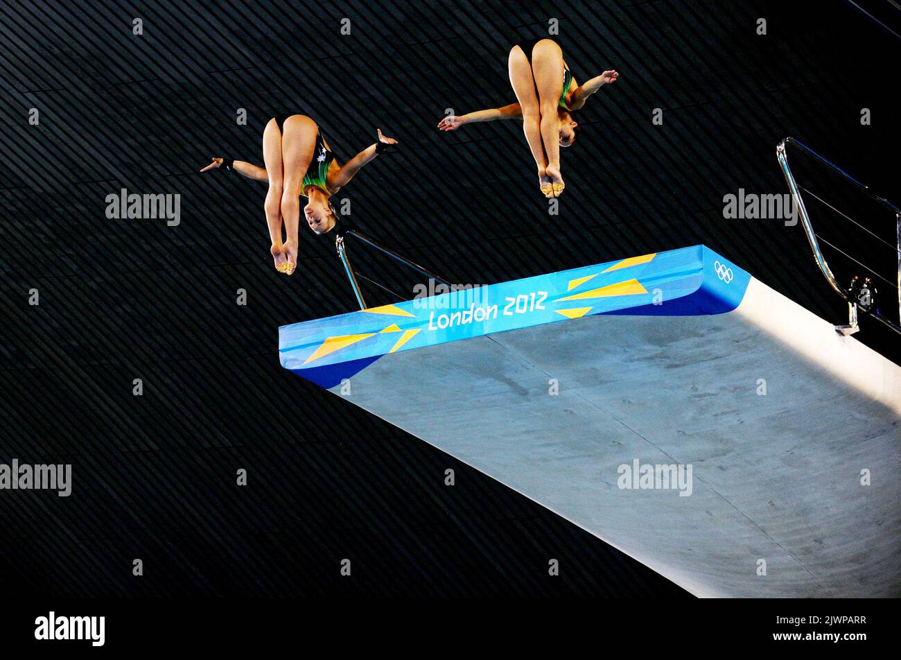 Australian divers Rachel Bugg and Loudy Wiggins compete in the women's ...