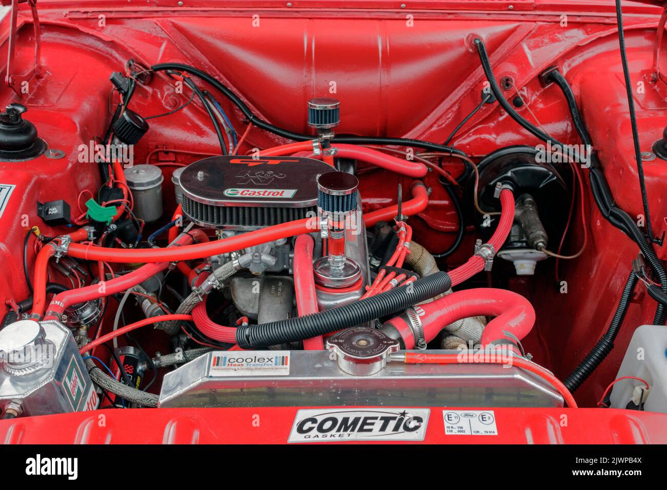 Ford Cortina Mark 2 engine. Hoghton Tower Classic Car Show 2022 Stock ...