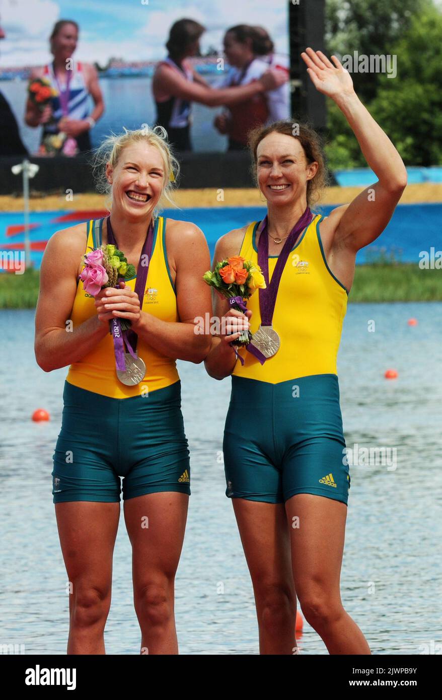 Kim Crow (left) and Brooke Pratley of Australia celebrate their silver ...