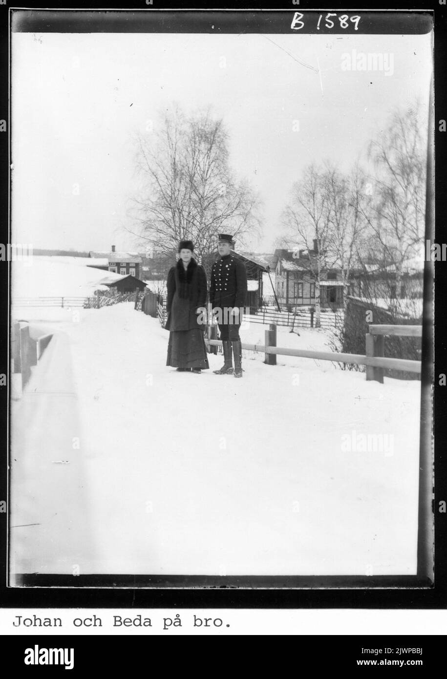 Johan Larsson and Beda Larsson (siblings) from Åkersta on the bridge ...