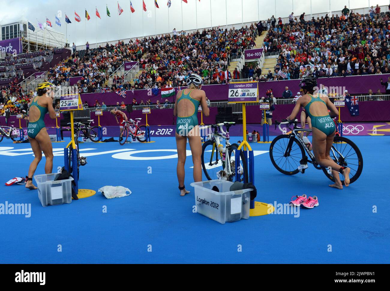 Australia's (L to R) Erin Densham, Emma Jackson and Emma Moffatt during ...