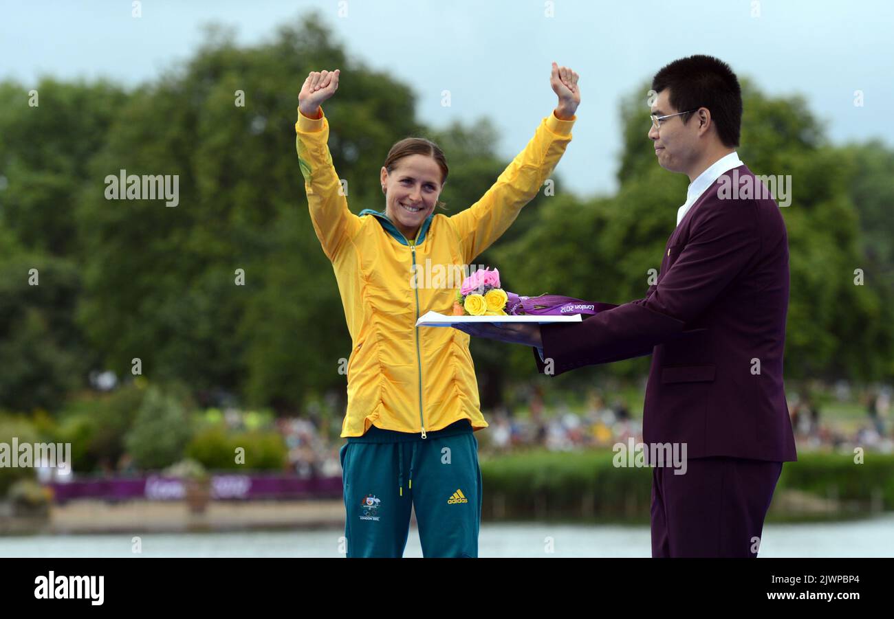Australia's Erin Densham celebrates her bronze medal in the women's ...