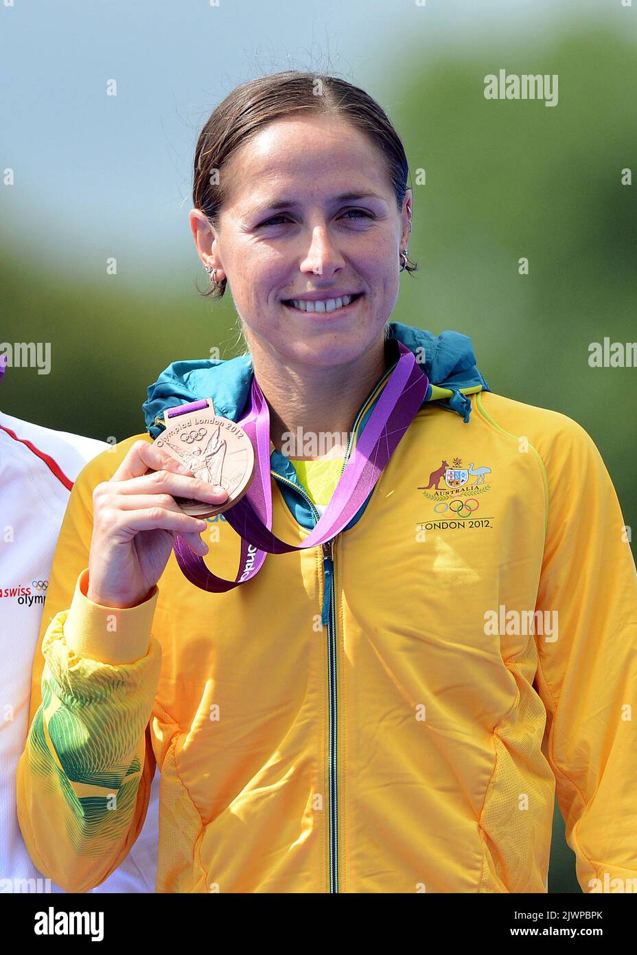 Australia's Erin Densham celebrates her bronze medal in the women's ...