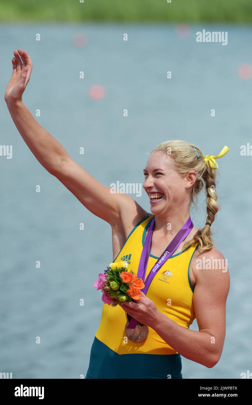 Australia's Kim Crow is presented with her bronze medal in the women's ...