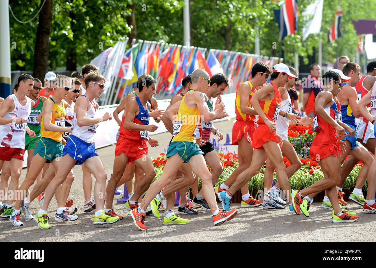 Australian athletes Jared Tallent (left) and Chris Erikson (centre ...