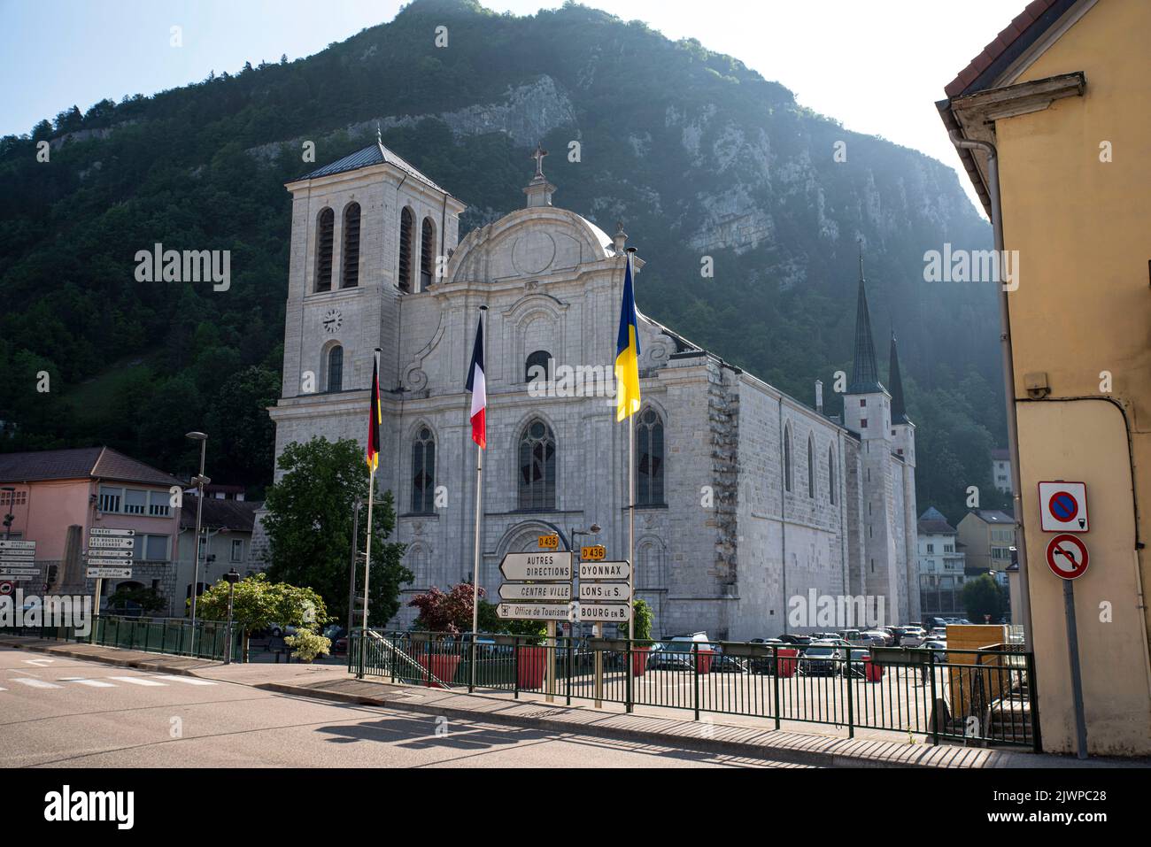 church of the town of Saint Claude in the Jura in France Stock Photo - Alamy