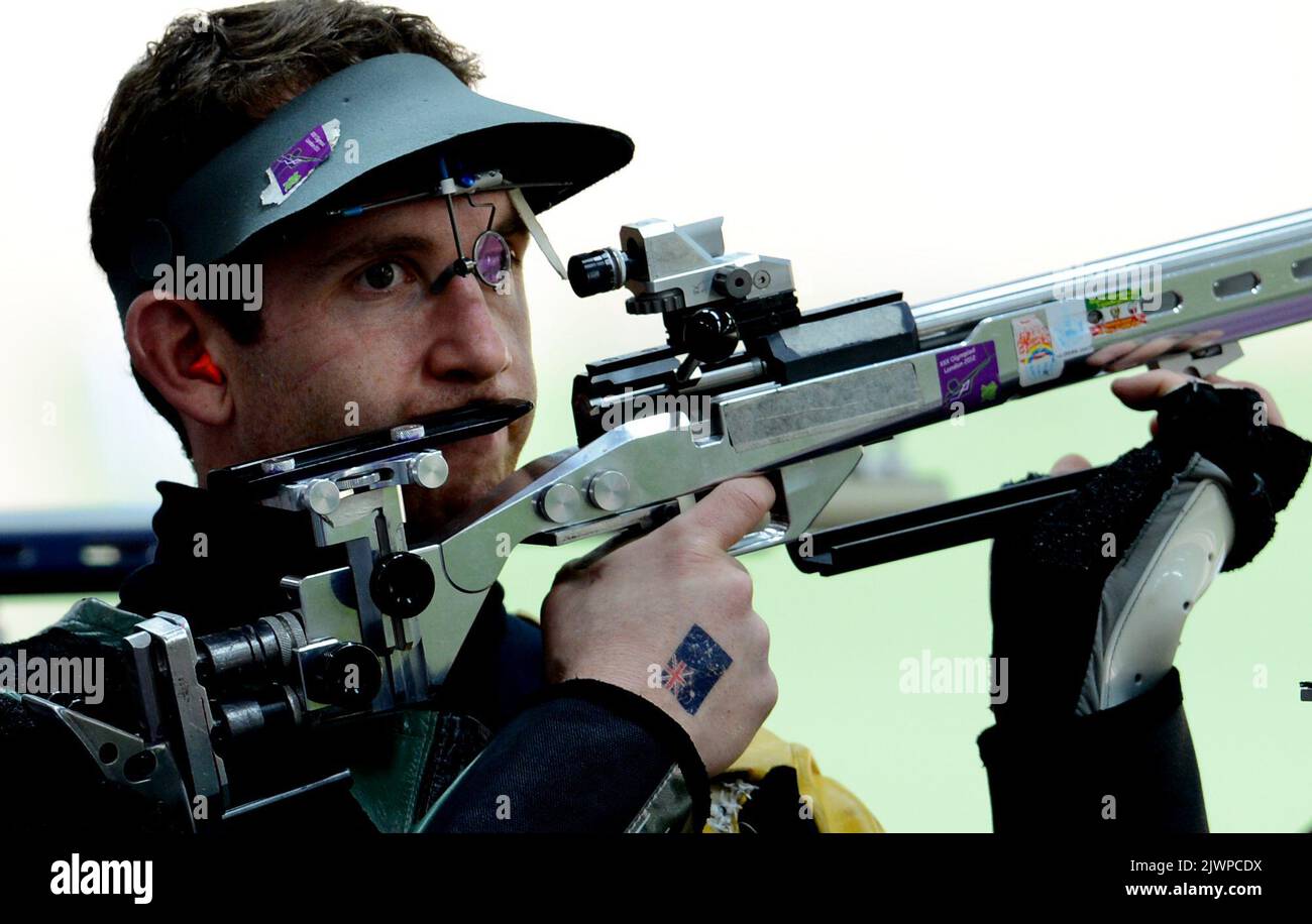 Dane Sampson of Australia in the shooting 50m rifle 3 positions men ...