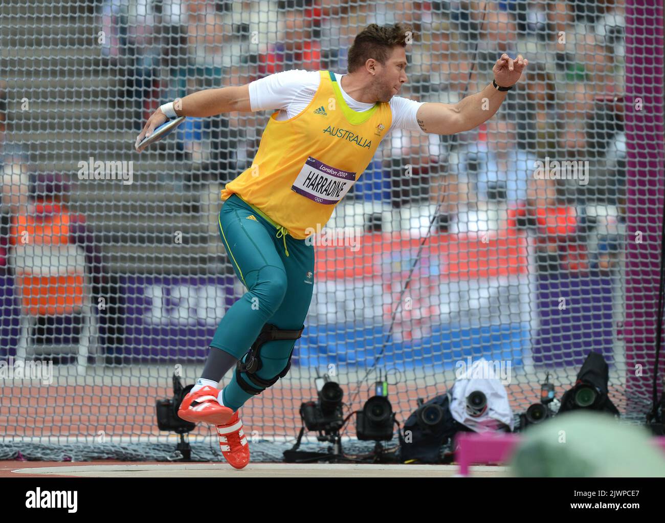 Australia's Benn Harradine throws during the qualification round at the ...
