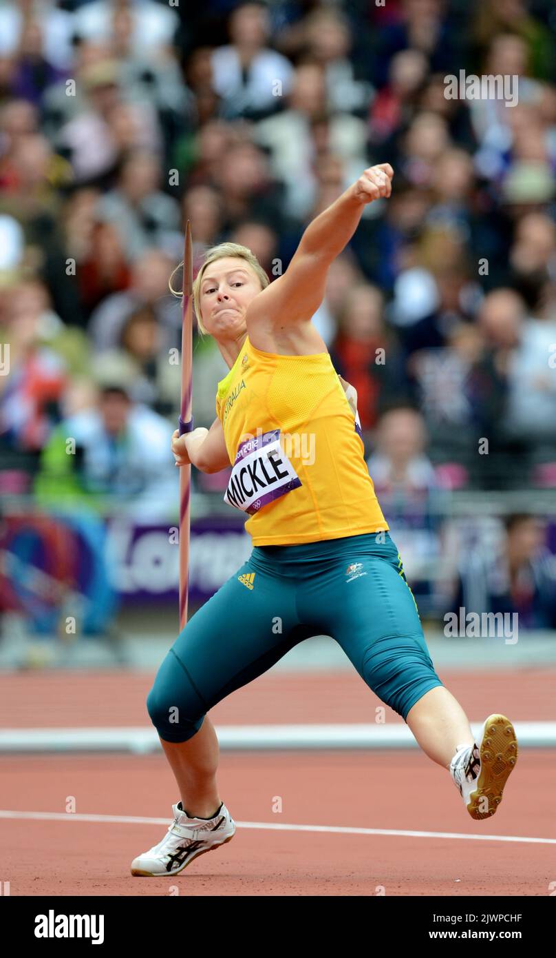Kimberley Mickle takes her 2nd throw in the women's javelin during the ...