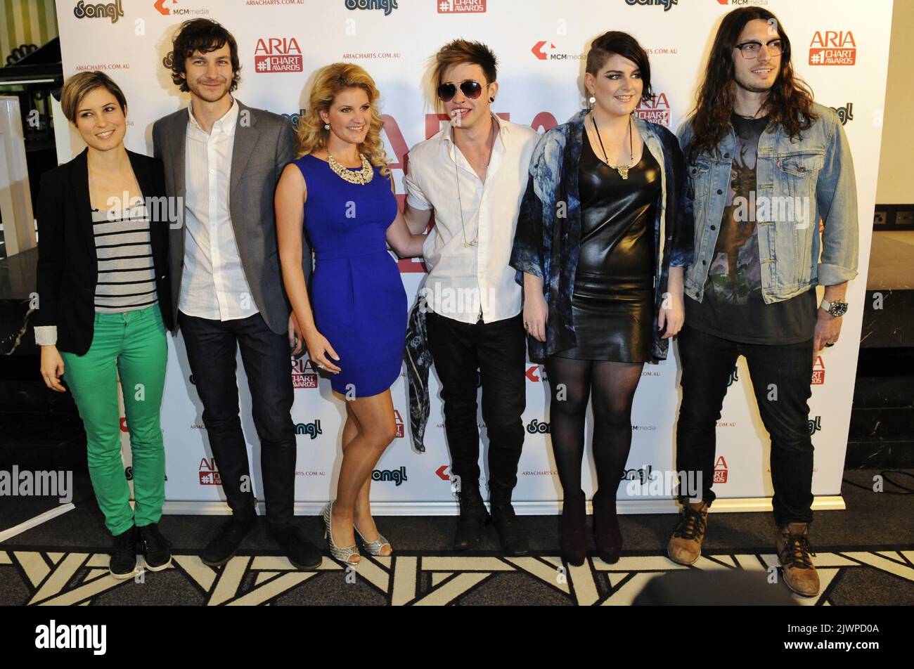(l-r) Missy Higgins, Gotye, Mirusia, Reece Mastin, Karise Eden and ...