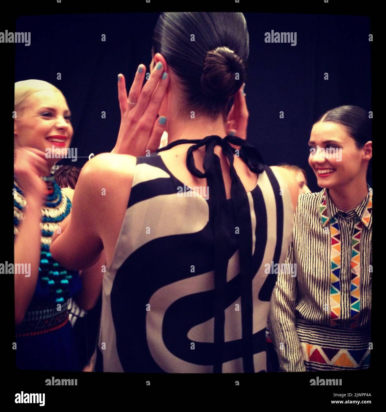 A photo taken on an iPhone and edited with Instagram of models laughing ...