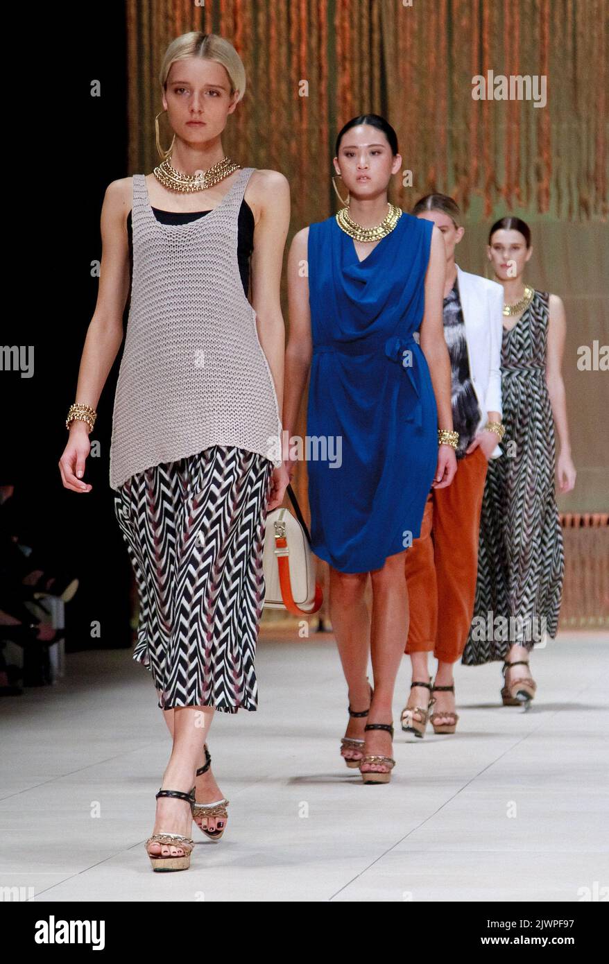 Models wearing Morrison walk down the runway during the Myer show at ...
