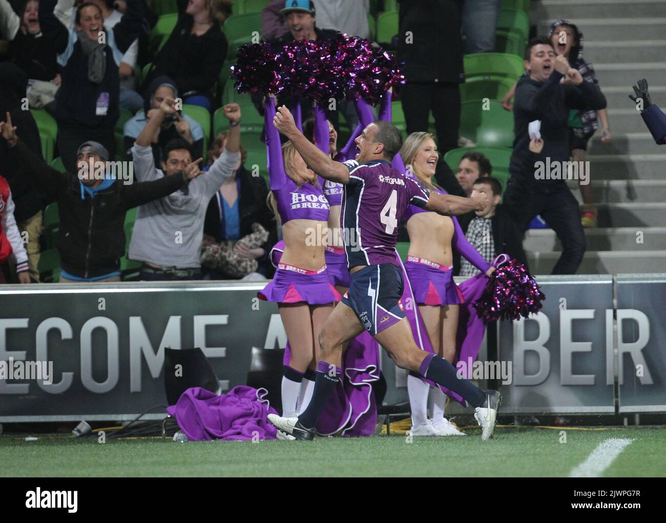 Will Chambers celebrates his match winning try during the NRL Rugby ...