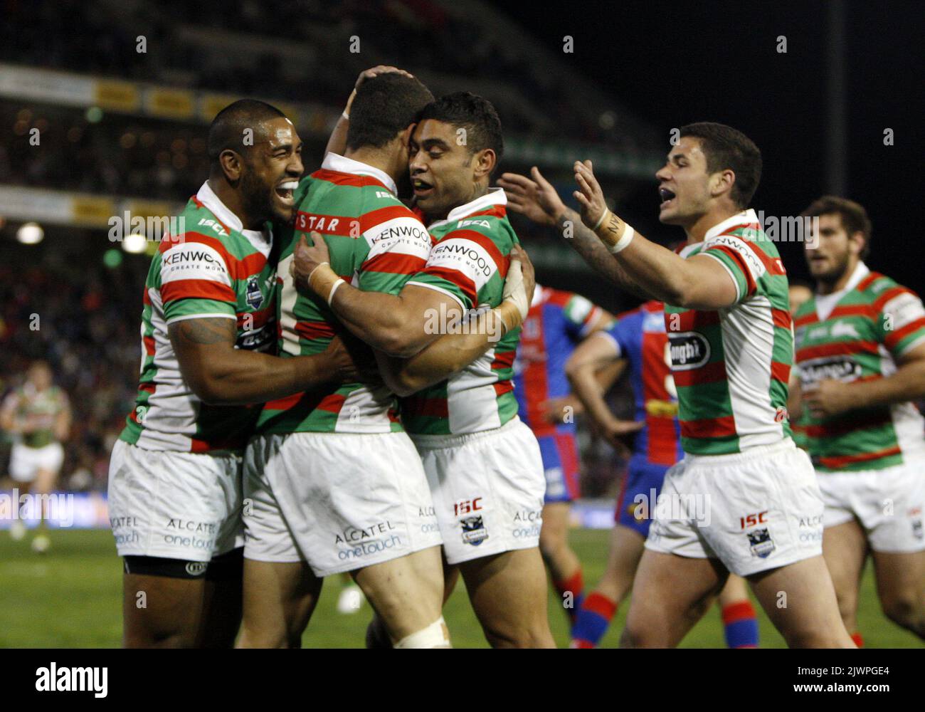 Souths celebrate the try of Greg Inglis during the NRL Round 26 match ...
