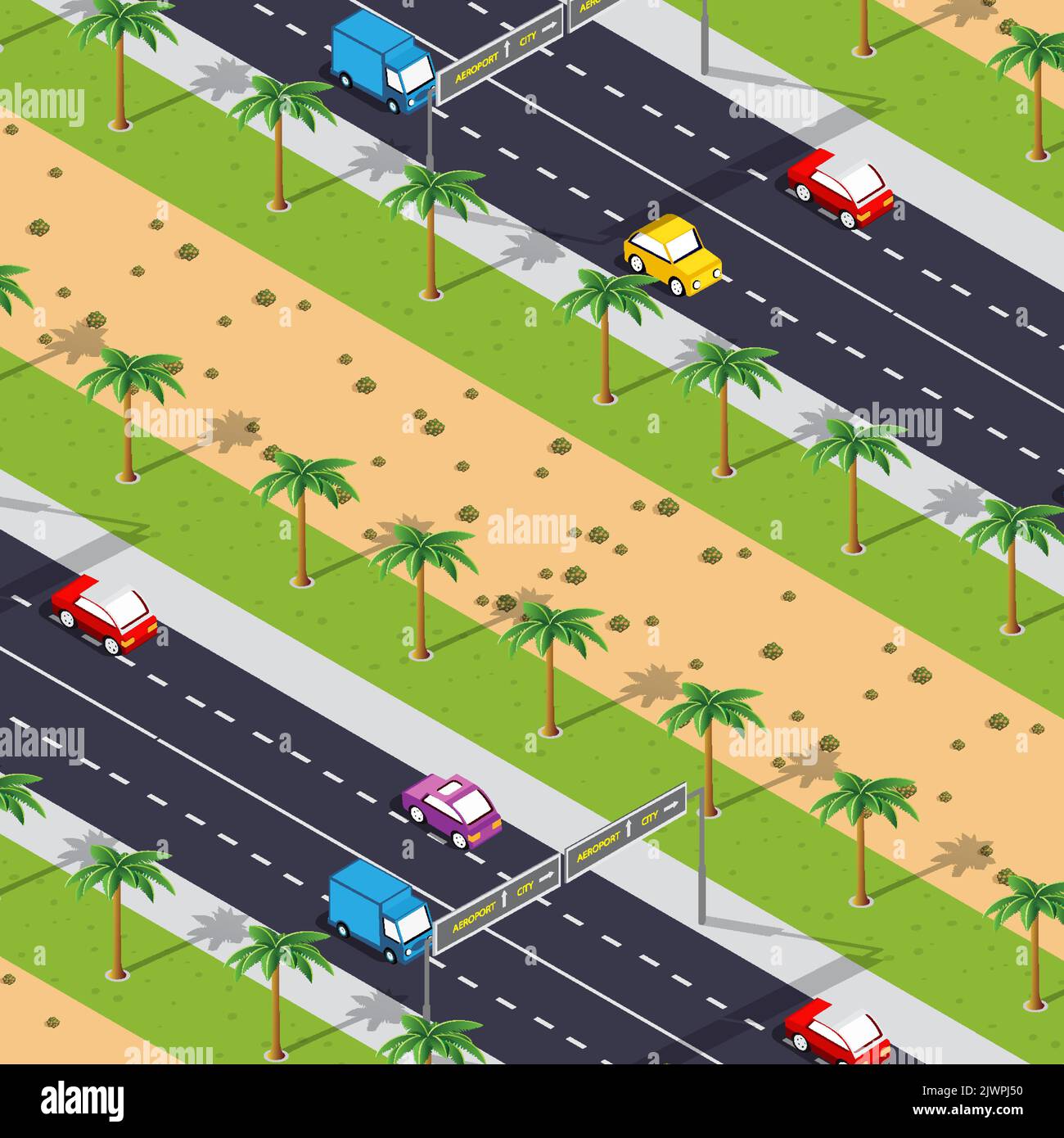 Busy intersection with trees Stock Vector Images - Alamy