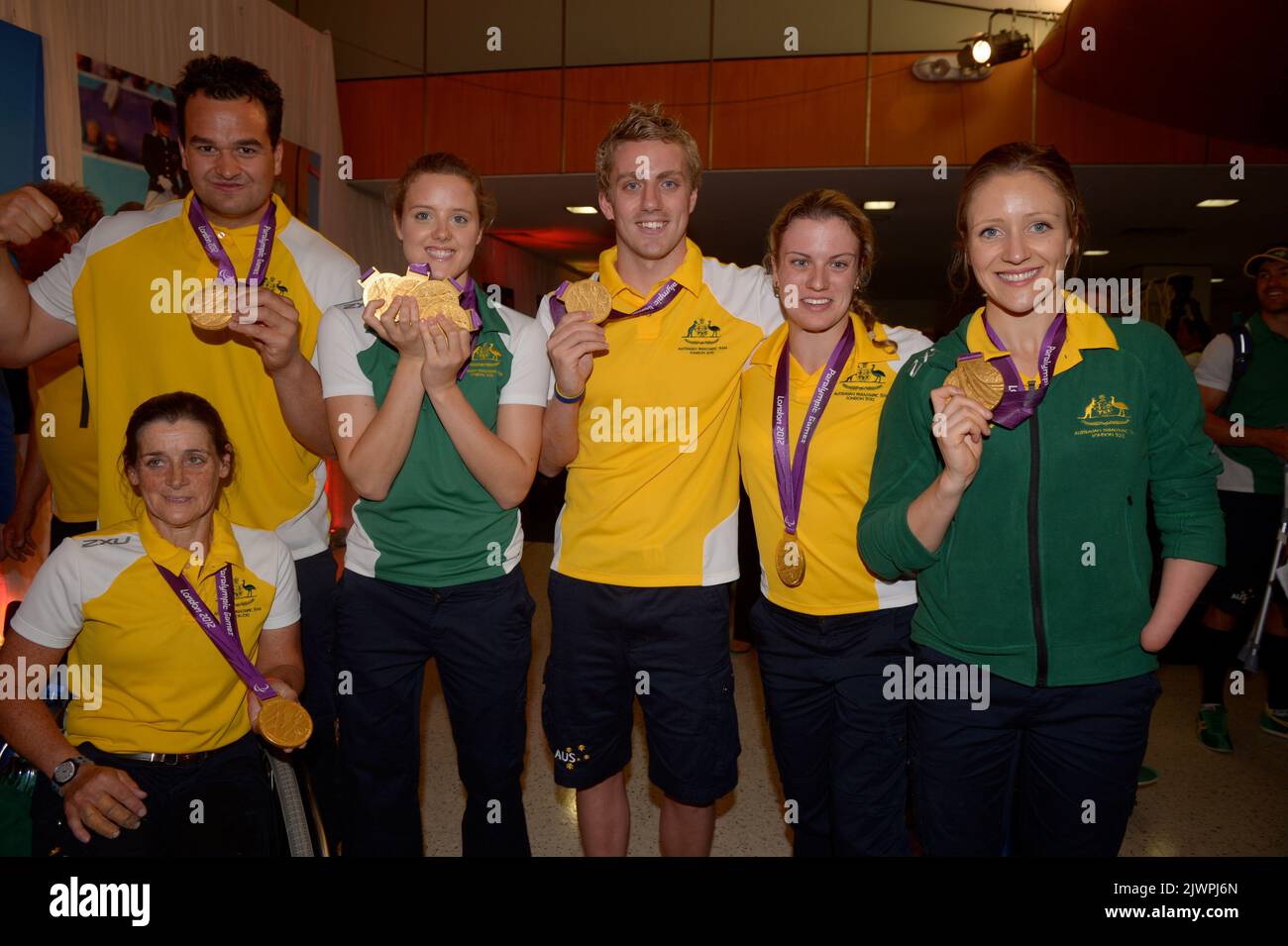 (L to R) Gold medalists Todd Hodgetts, Joann Formosa (sitting), Ellie ...