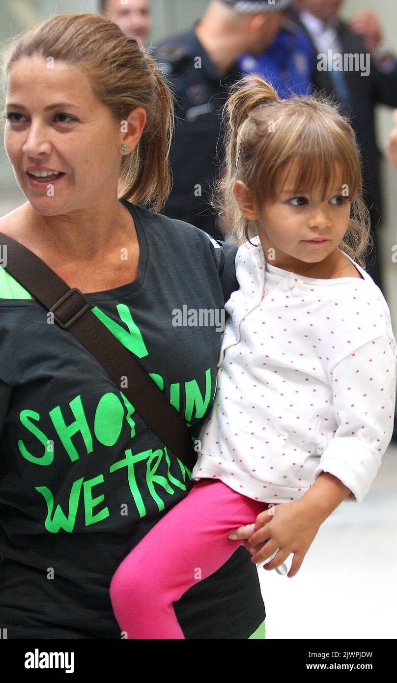 New Syndey FC player Alessandro Del Piero's daughter Dorotea is carried ...