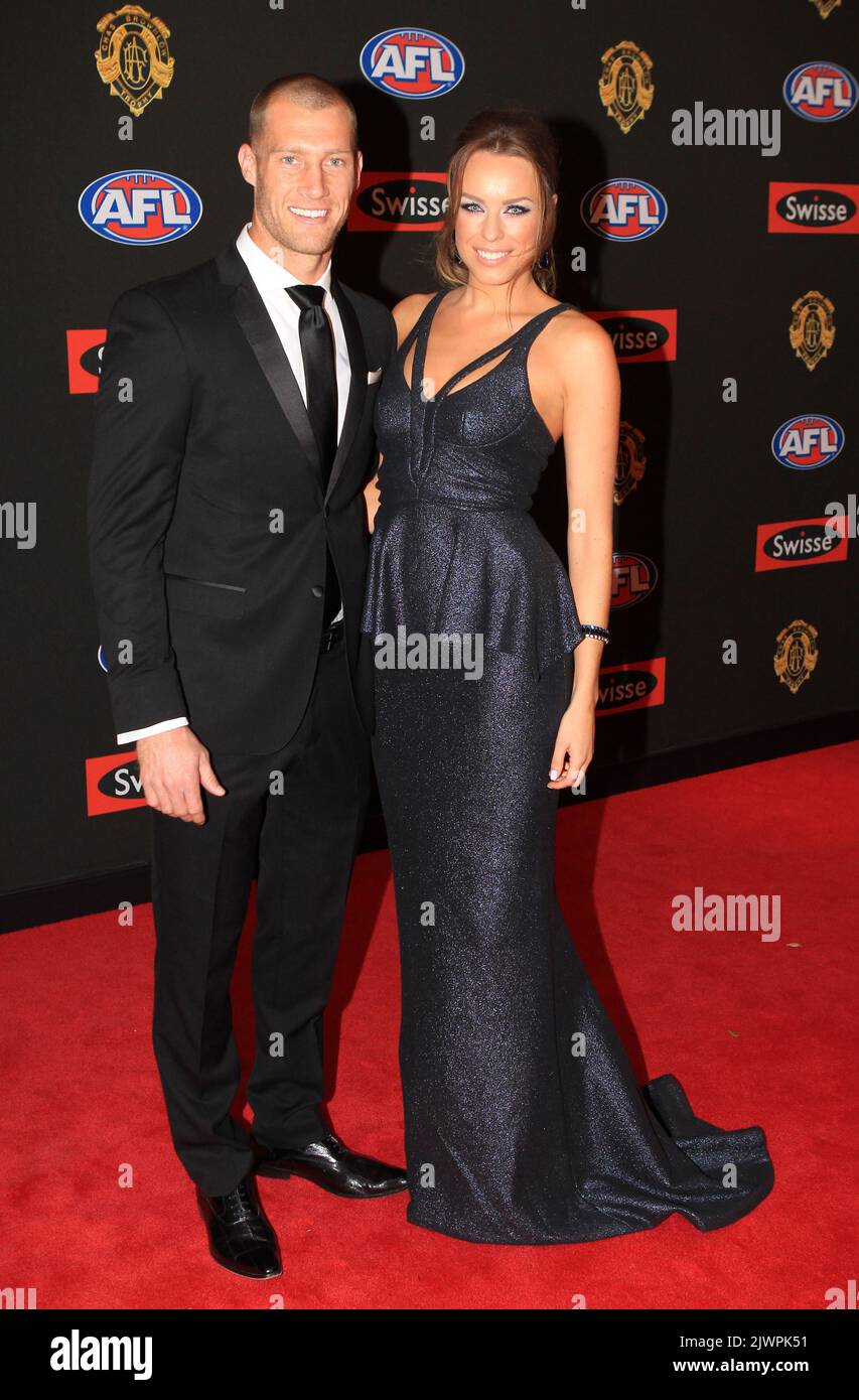 Adelaide Crows player Scott Thompson and Jessica Holtman at the red ...