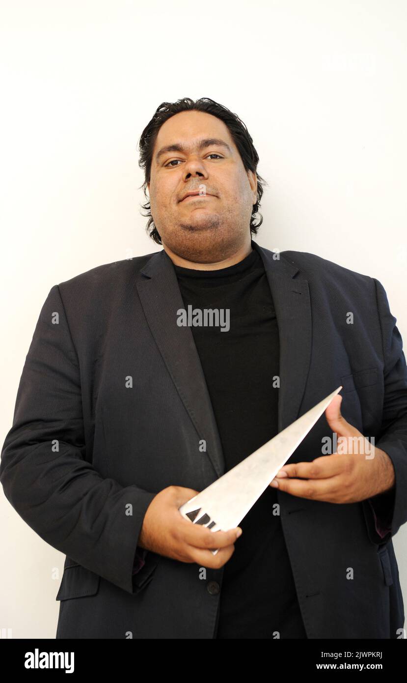 Australian artist William Barton poses for photographs with his 2012 ...