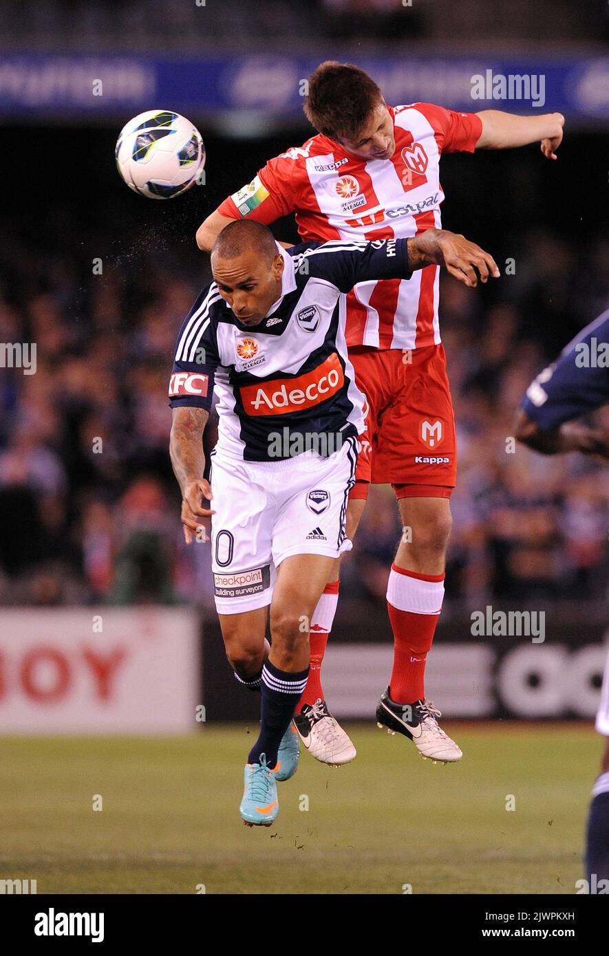 Archie THOMPSON of Melbourne Victory and Michael MARRONE of Melbourne ...